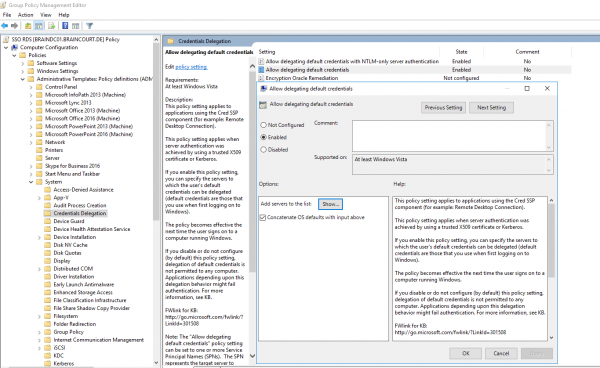 SSO Single-Sign-On to your onPremise RDS Remote Desktop Services 2016/ ...