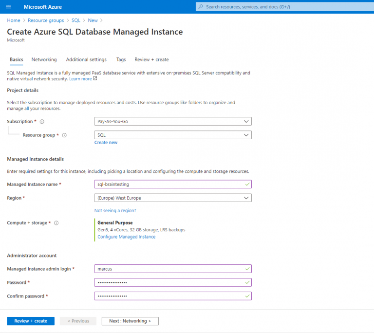 Set up an Azure SQL Managed Instance and connect over a S2S IPSec VPN from onPrem network ...