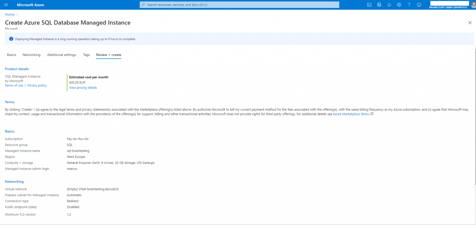 Set up an Azure SQL Managed Instance and connect over a S2S IPSec VPN from onPrem network ...