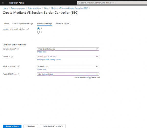 Set up AudioCodes Virtual Edition (VE) SBC in Azure for Microsoft Teams Direct Routing with DTAG ...