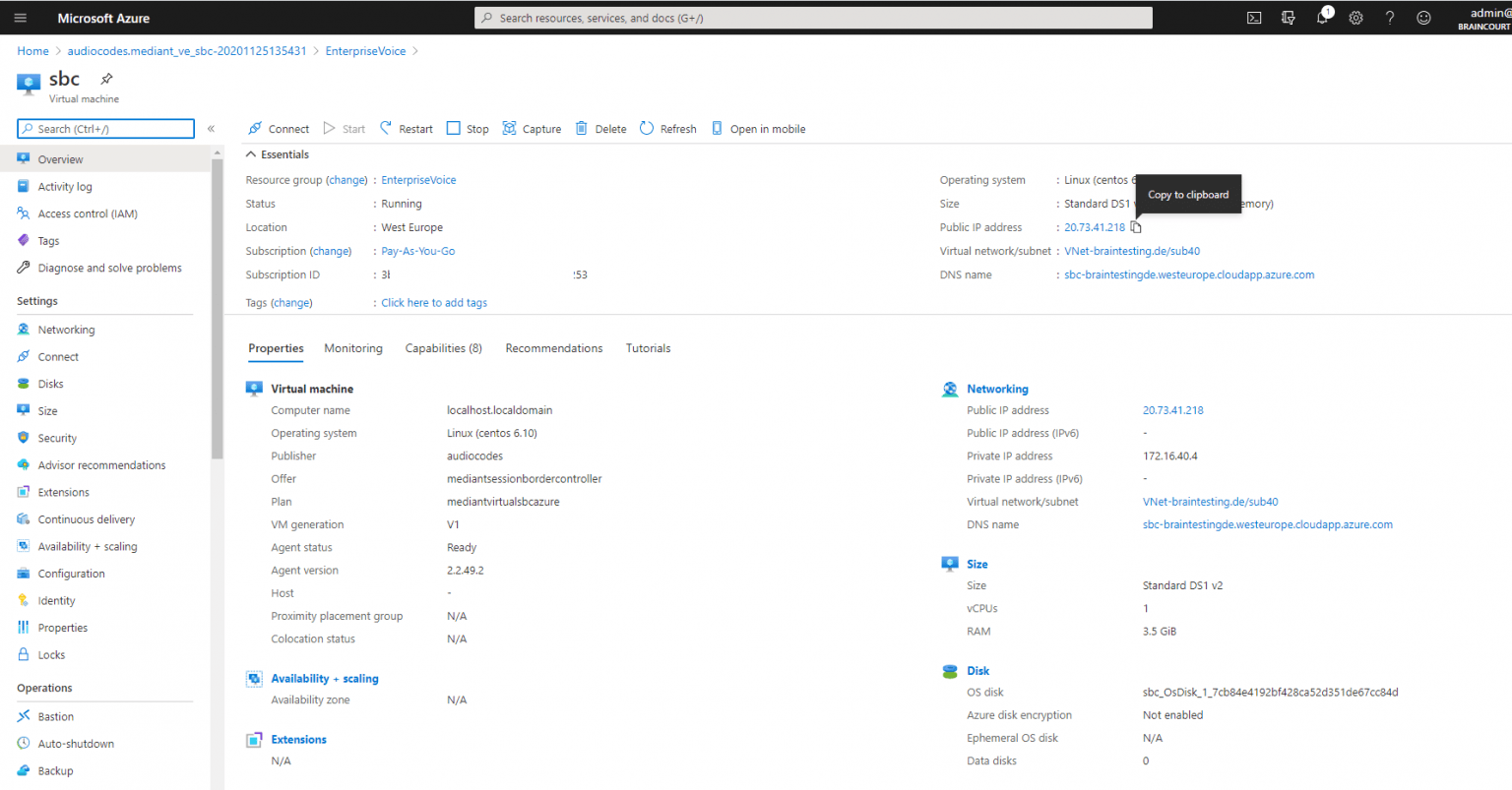 Set Up Audiocodes Virtual Edition Ve Sbc In Azure For Microsoft Teams Direct Routing With Dtag