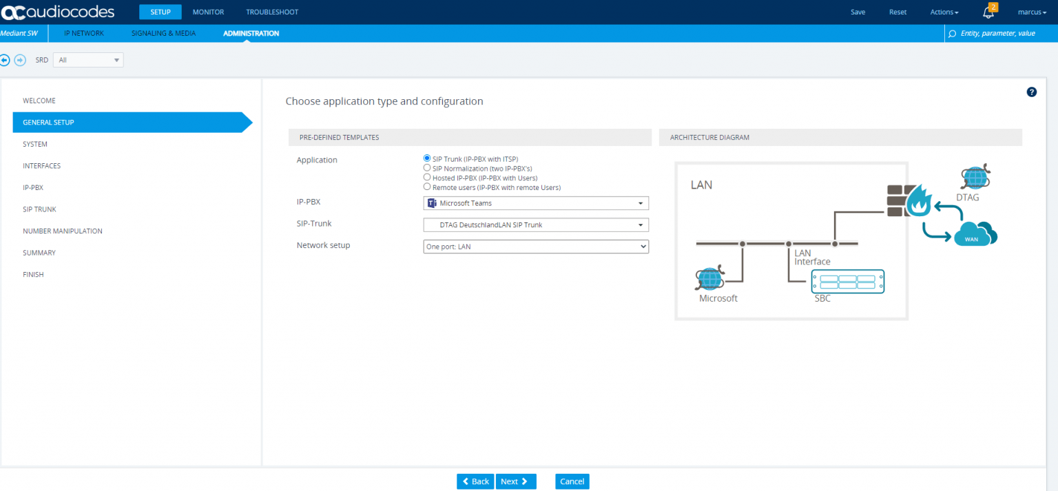 Set Up Audiocodes Virtual Edition Ve Sbc In Azure For Microsoft Teams Direct Routing With Dtag