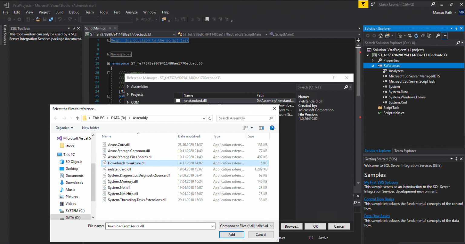 Load A Custom Assembly In Sql Server Integration Services Ssis Script Task That Is Not Or