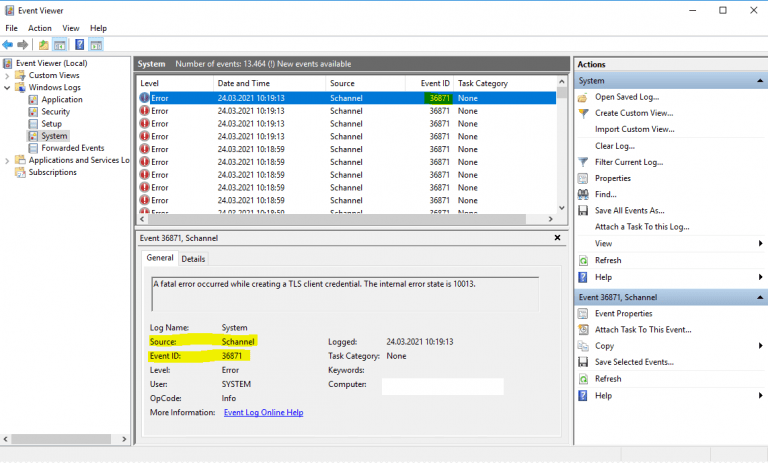 A fatal error occurred while creating a TLS client credential. The ...