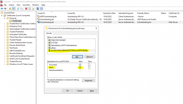 Set up Active Directory Federation Services (AD FS 5.0) – Certificate Requirements – Part 3 ...