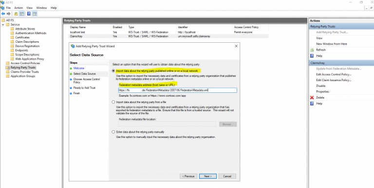 Set up an AD FS Federation Trust between two Organizations ...