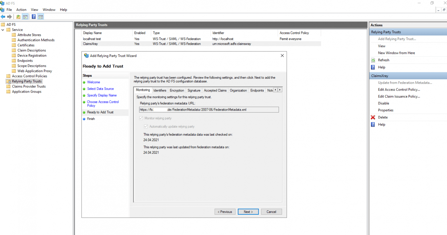 Set up an AD FS Federation Trust between two Organizations ...