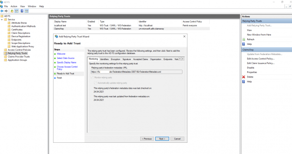 Set up an AD FS Federation Trust between two Organizations ...