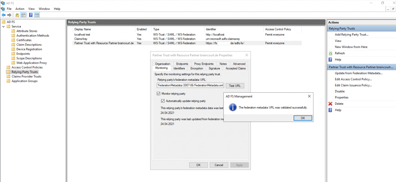 Set up an AD FS Federation Trust between two Organizations ...