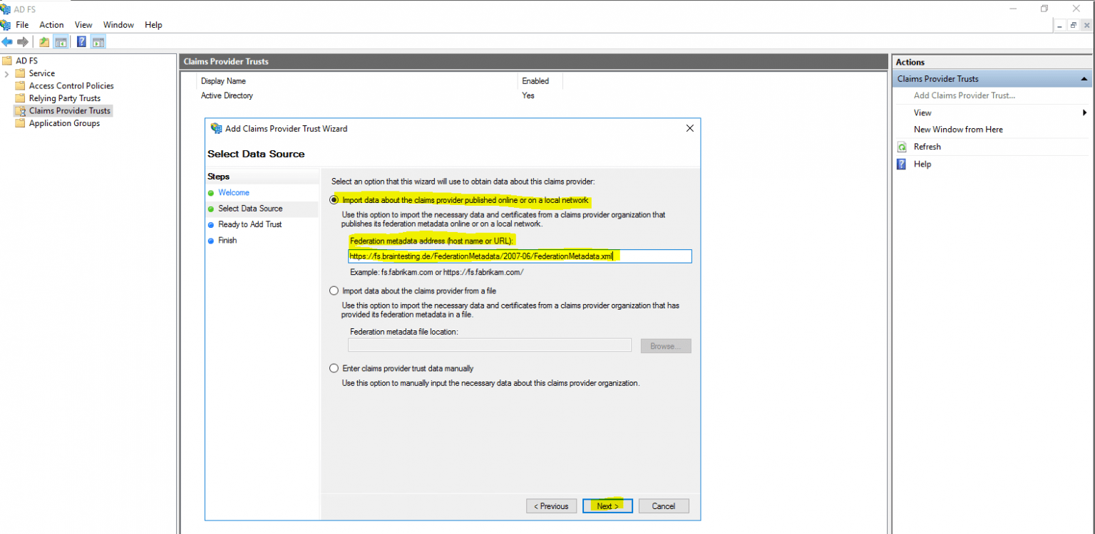 Set up an AD FS Federation Trust between two Organizations ...