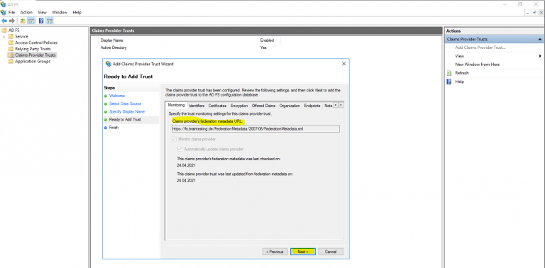 Set up an AD FS Federation Trust between two Organizations ...
