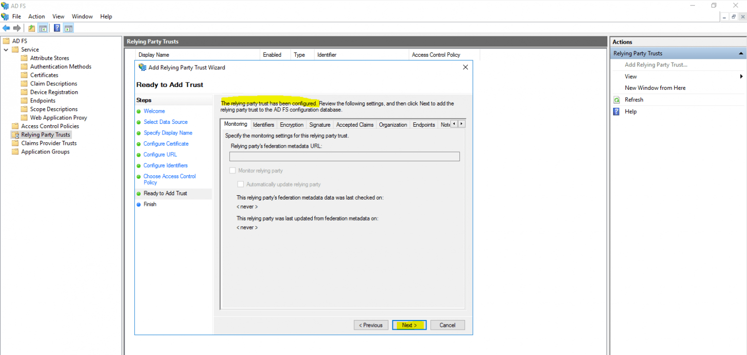 Set up Active Directory Federation Services (AD FS 5.0) – Create an ASP ...