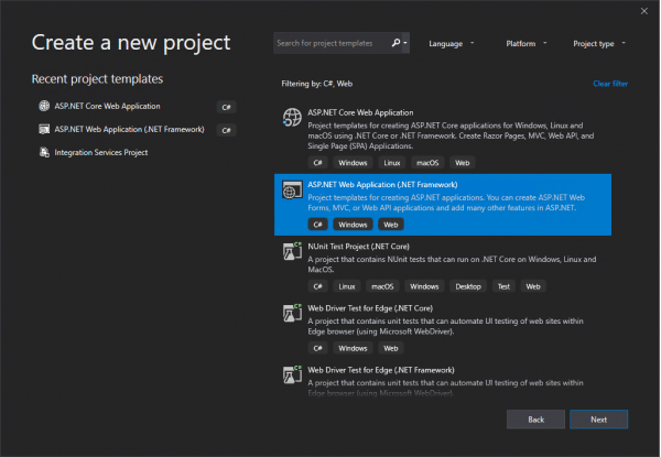 Create An Aspnet Web Application Net Framework Web Forms Or Mvc Using Azure Ad 