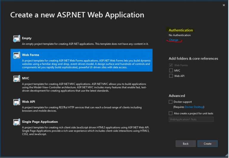 Create An Aspnet Web Application Net Framework Web Forms Or Mvc Using Azure Ad