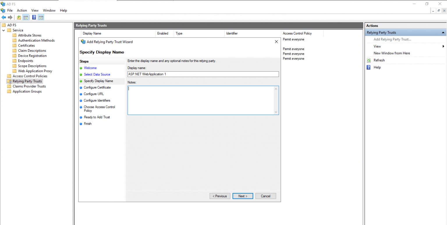 Set up Active Directory Federation Services (AD FS 5.0) – Create an ASP.NET Web Application ...