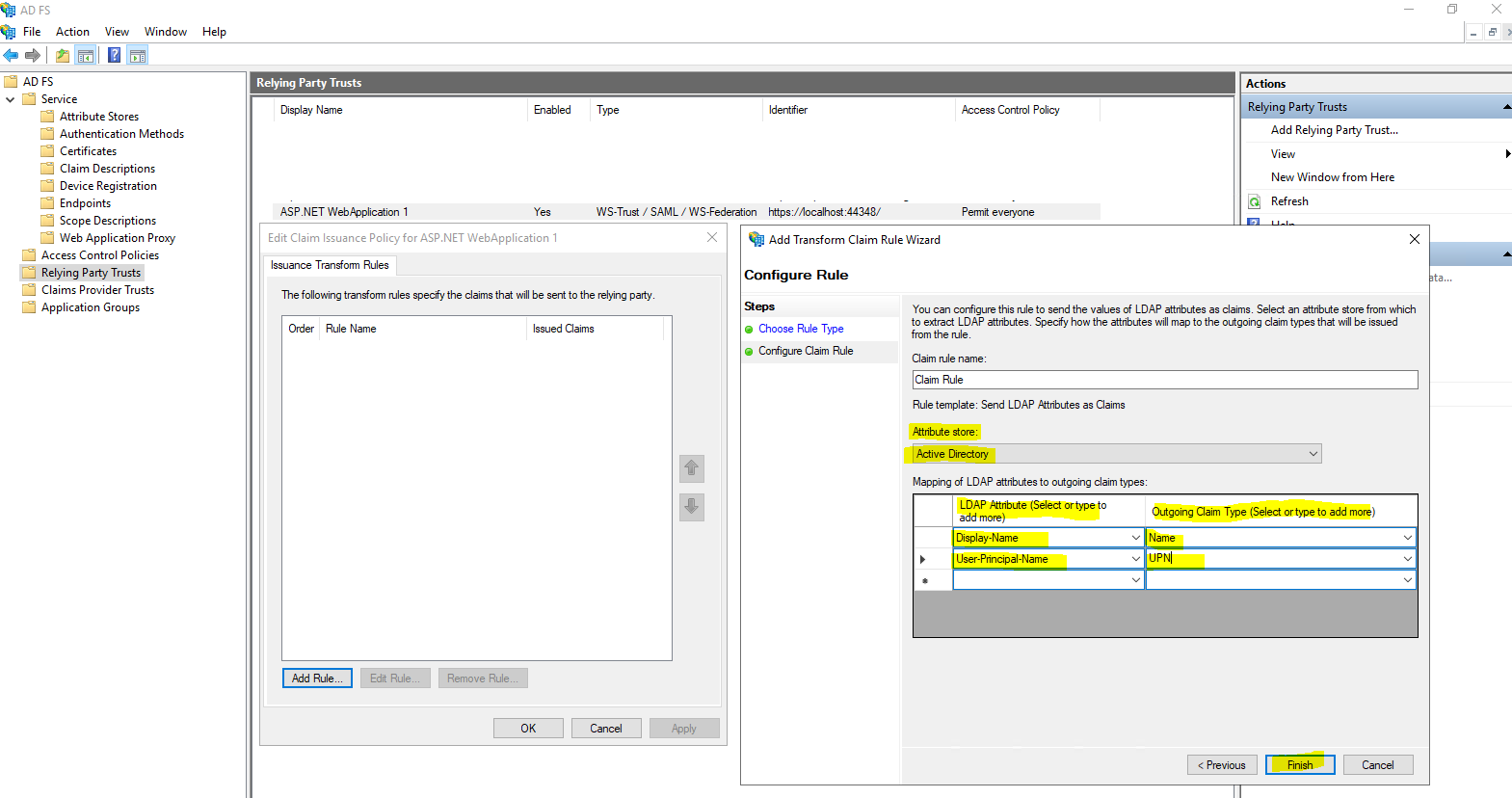 Set up Active Directory Federation Services (AD FS 5.0) – Create an ASP.NET Web Application ...
