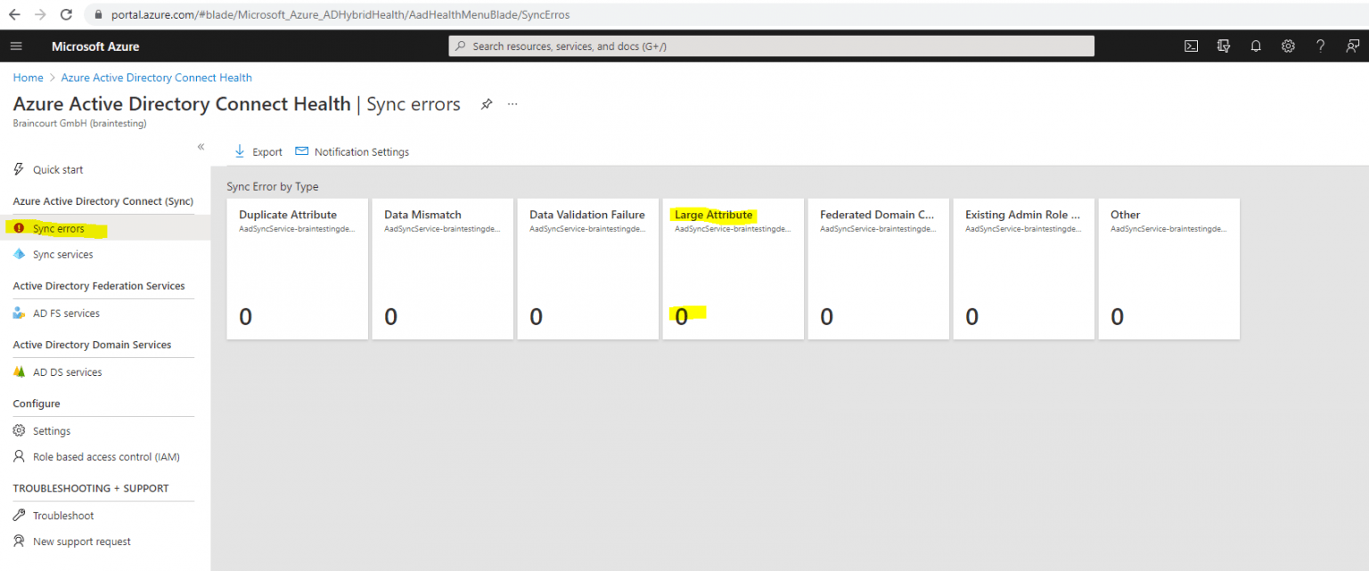 Azure Ad Connect Sync Errors Detected Large Attribute Extension