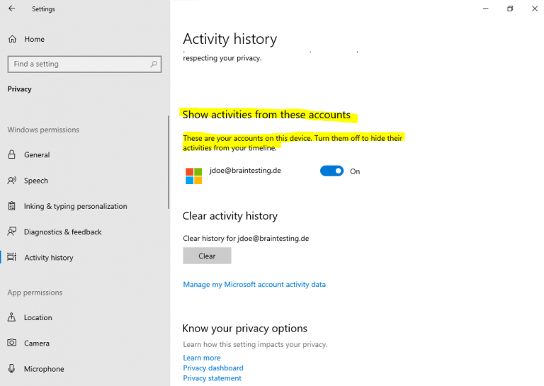 Window 10 Activity History – How to View and Delete - .matrixpost.net