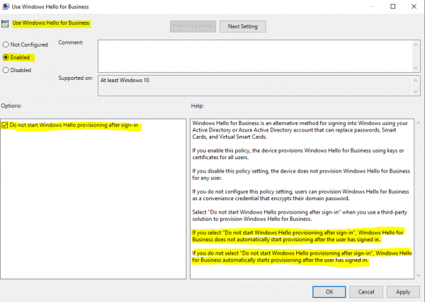 Disable Mandatory Windows Hello for Business Prompt on Azure AD joined ...