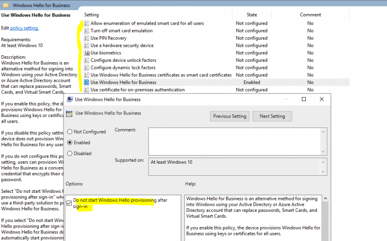 Set up Windows Hello for Business Hybrid Azure AD joined Devices ...