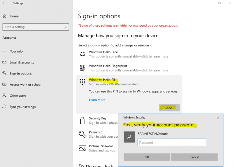 Set up Windows Hello for Business Hybrid Azure AD joined Devices ...