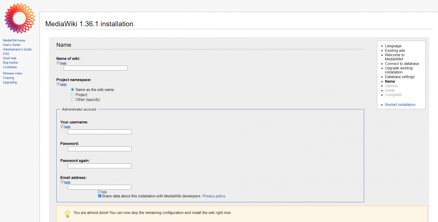 Set up MediaWiki on Ubuntu 20.04.3 LTS - .matrixpost.net