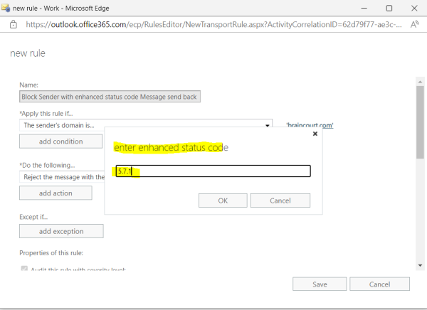Office 365 / Exchange Online Block Sender Domain - .matrixpost.net