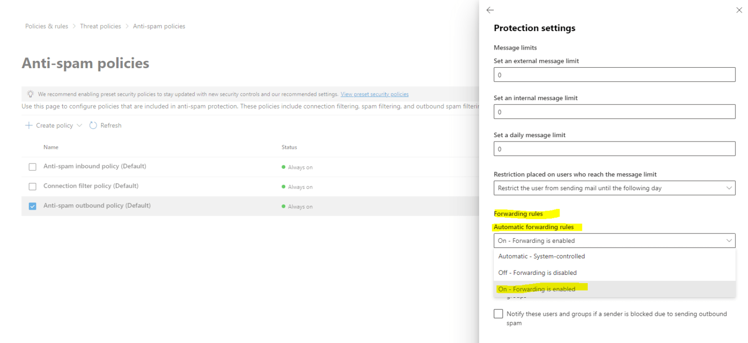 Control automatic external email forwarding in Microsoft 365 - .matrixpost.net