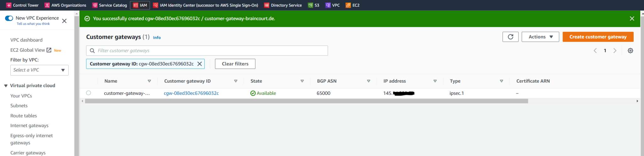Set up IPSec route-based S2S VPN between pfSense and AWS VPC ...
