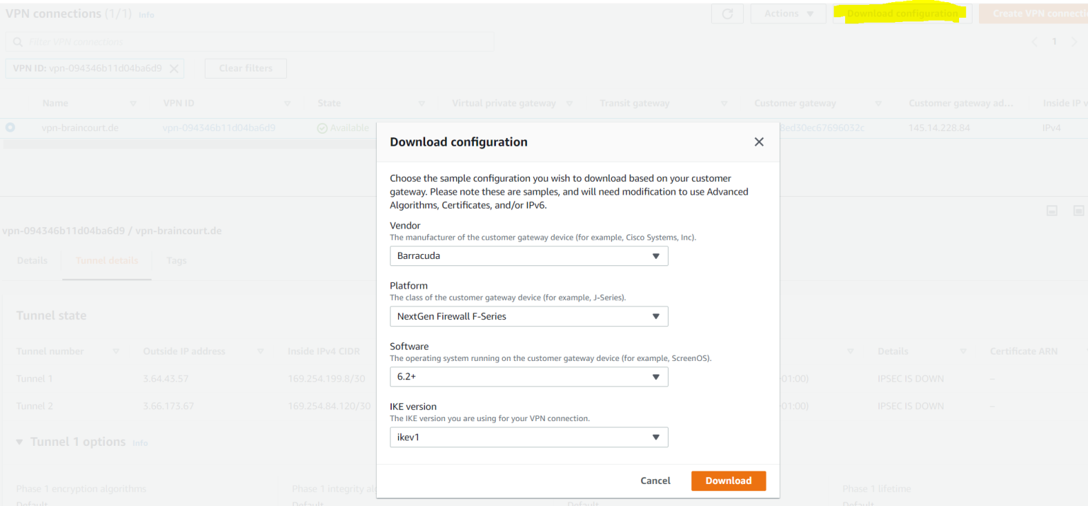 Set up IPSec route-based S2S VPN between pfSense and AWS VPC - .matrixpost.net