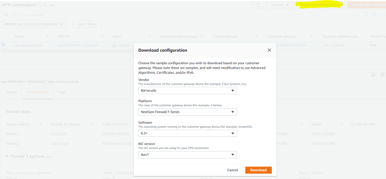 Set up IPSec route-based S2S VPN between pfSense and AWS VPC ...