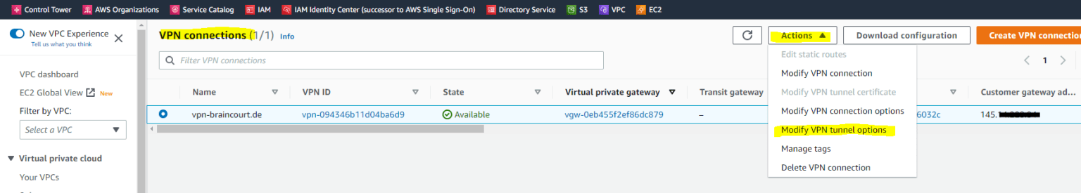 Set up IPSec route-based S2S VPN between pfSense and AWS VPC ...