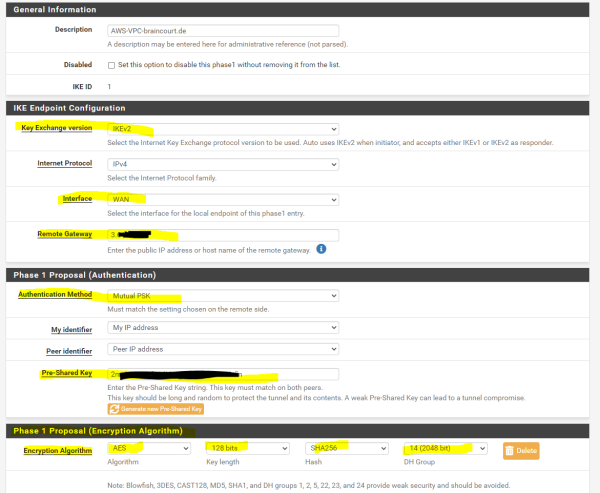 Set up IPSec route-based S2S VPN between pfSense and AWS VPC - .matrixpost.net