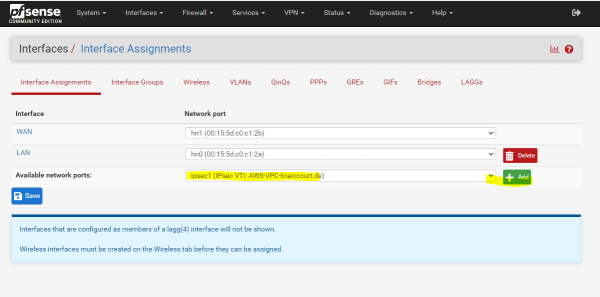 Set up IPSec route-based S2S VPN between pfSense and AWS VPC - .matrixpost.net