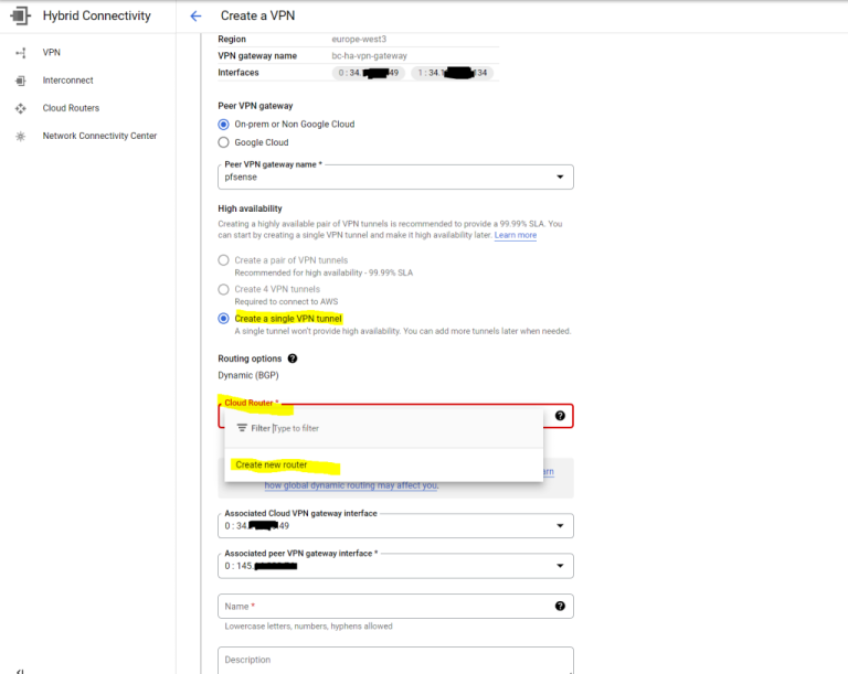 Set up IPSec route-based S2S VPN between pfSense and Google Cloud VPC - .matrixpost.net