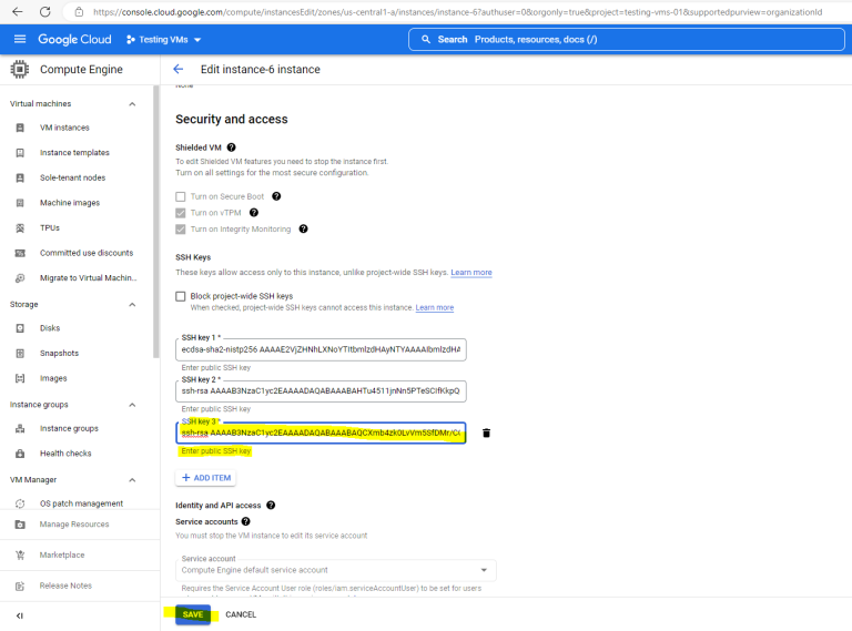 Google Cloud – Create a new Linux VM Instance and Connect to using SSH Metadata - .matrixpost.net