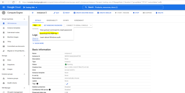 Google Cloud – Create and Connect to a new Windows VM Instance - .matrixpost.net