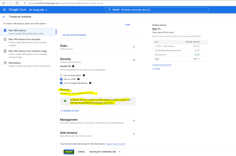 Google Cloud – Create a new Linux VM Instance and Connect to using SSH Metadata - .matrixpost.net