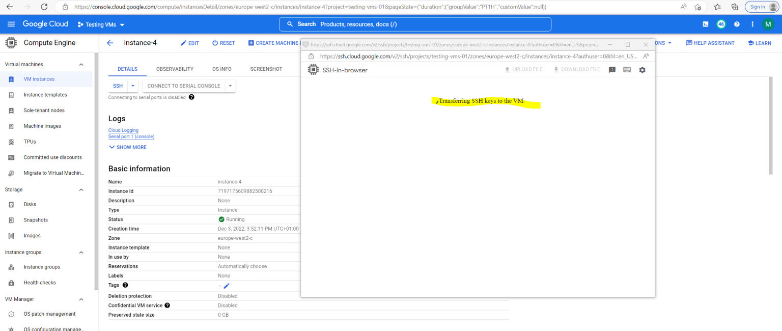 Google Cloud – Create a new Linux VM Instance and Connect to using SSH Metadata - .matrixpost.net