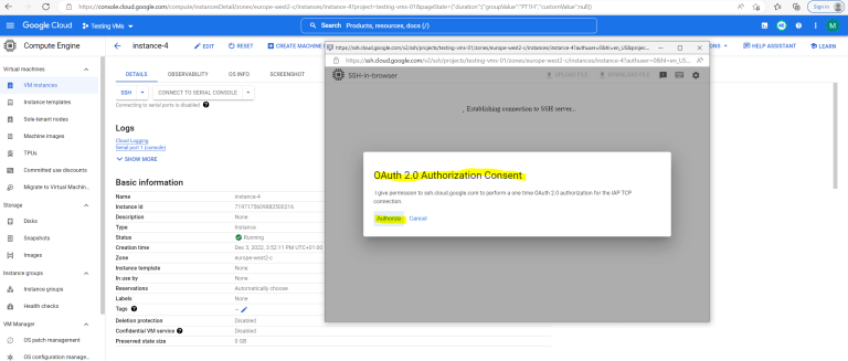 Google Cloud – Create a new Linux VM Instance and Connect to using SSH Metadata - .matrixpost.net