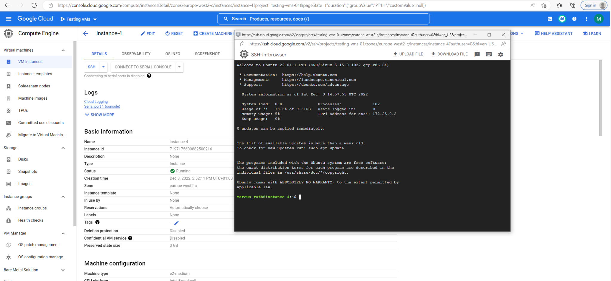 Google Cloud – Create a new Linux VM Instance and Connect to using SSH Metadata - .matrixpost.net