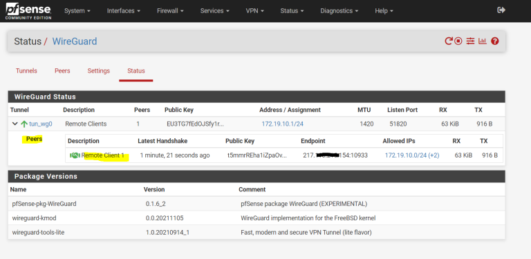 Set up WireGuard Point-to-Site VPN on pfSense - .matrixpost.net