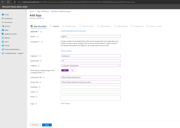 Set up and deploy BgInfo from Sysinternals by using Microsoft Intune ...