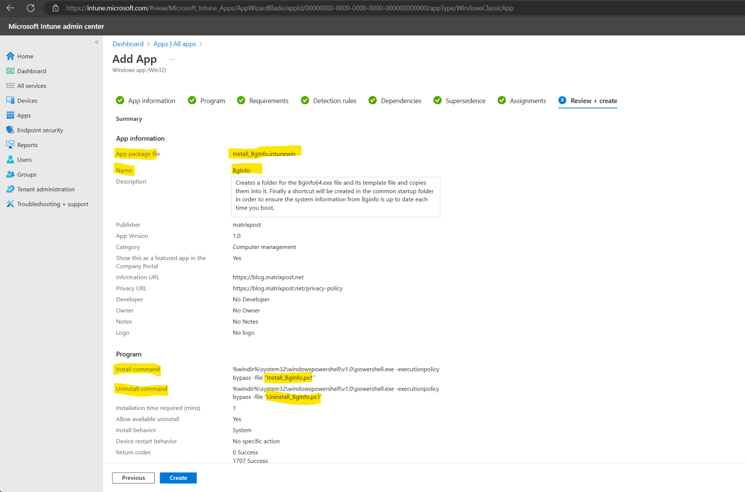 Set Up And Deploy Bginfo From Sysinternals By Using Microsoft Intune