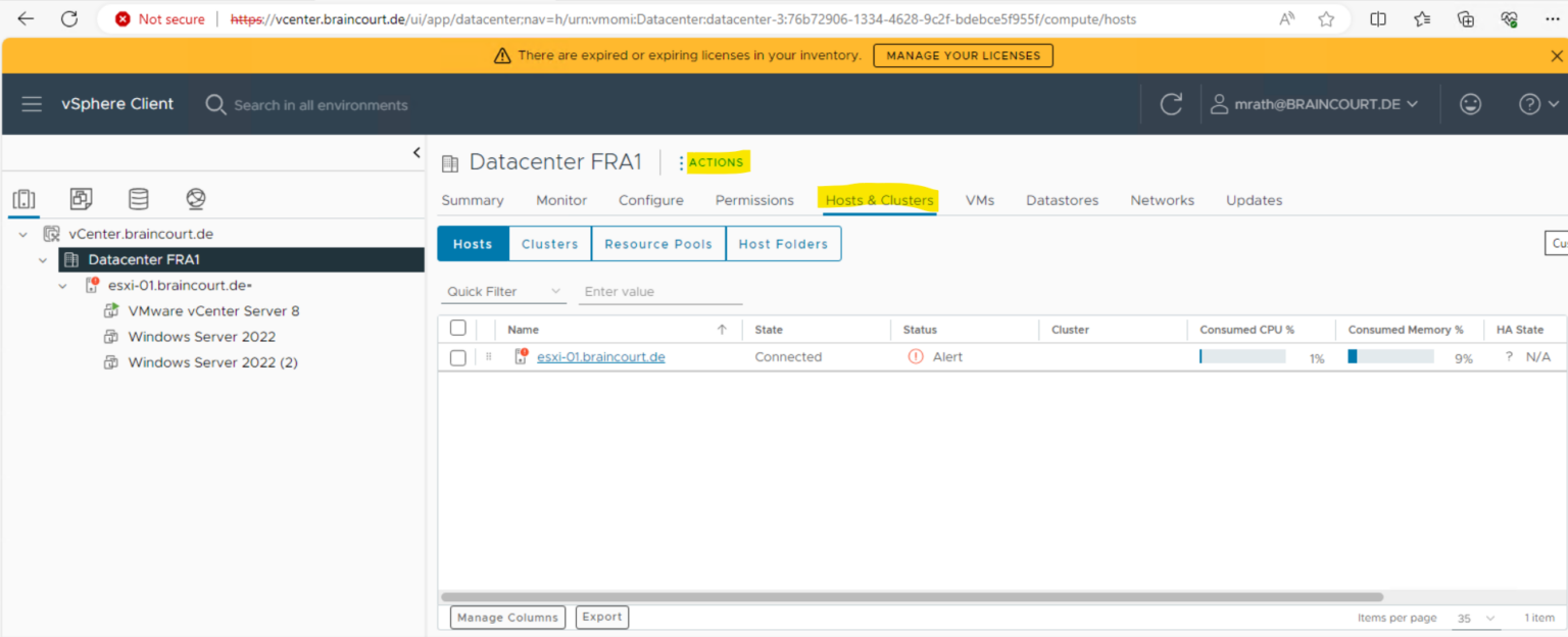 Adding And Configuring A New Esxi Host In Vsphere Vcenter Server