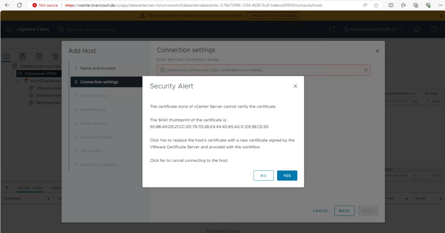 Adding And Configuring A New Esxi Host In Vsphere Vcenter Server