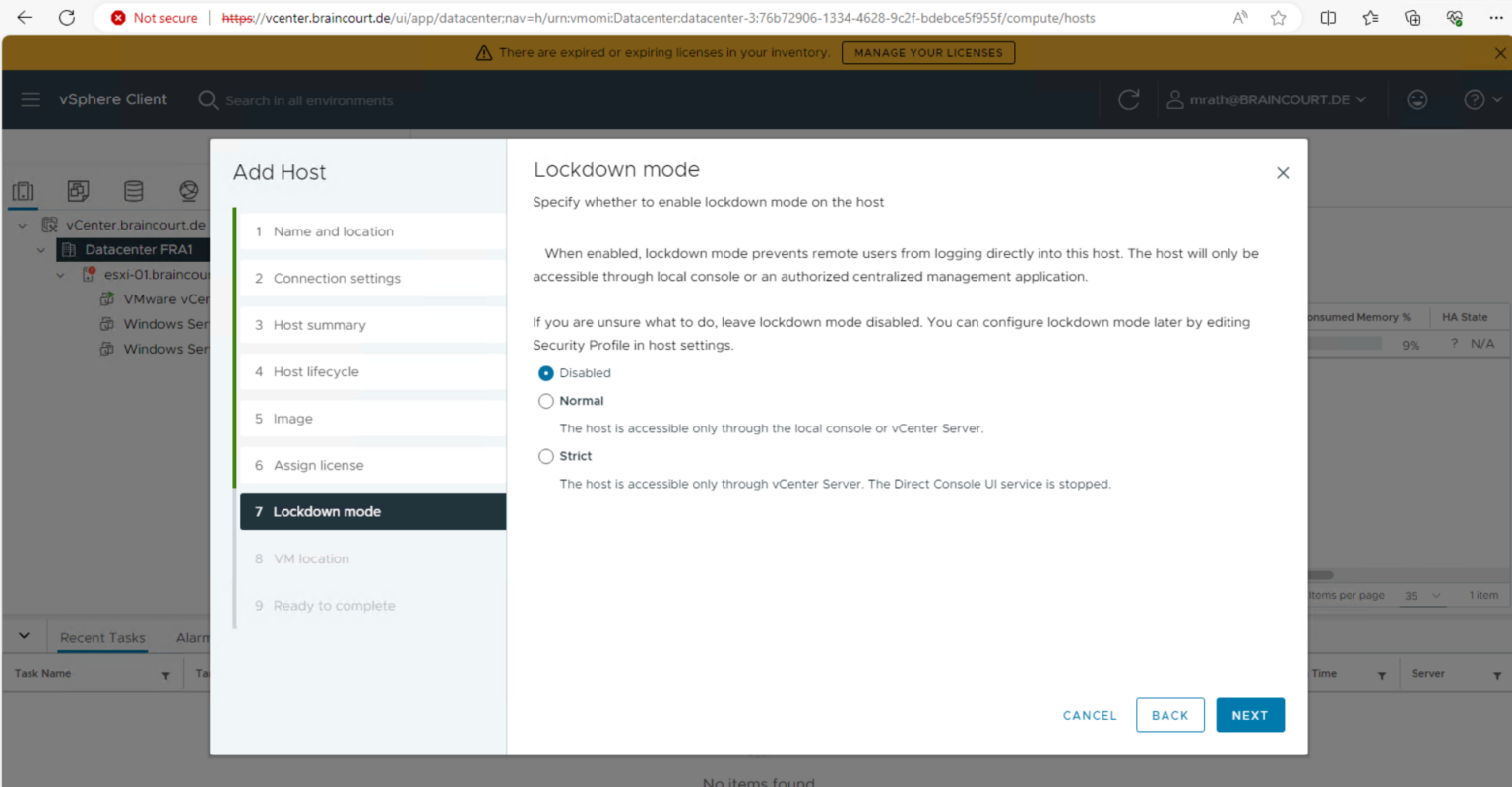 Adding And Configuring A New Esxi Host In Vsphere Vcenter Server