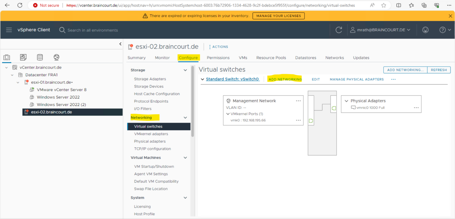 Adding And Configuring A New Esxi Host In Vsphere Vcenter Server