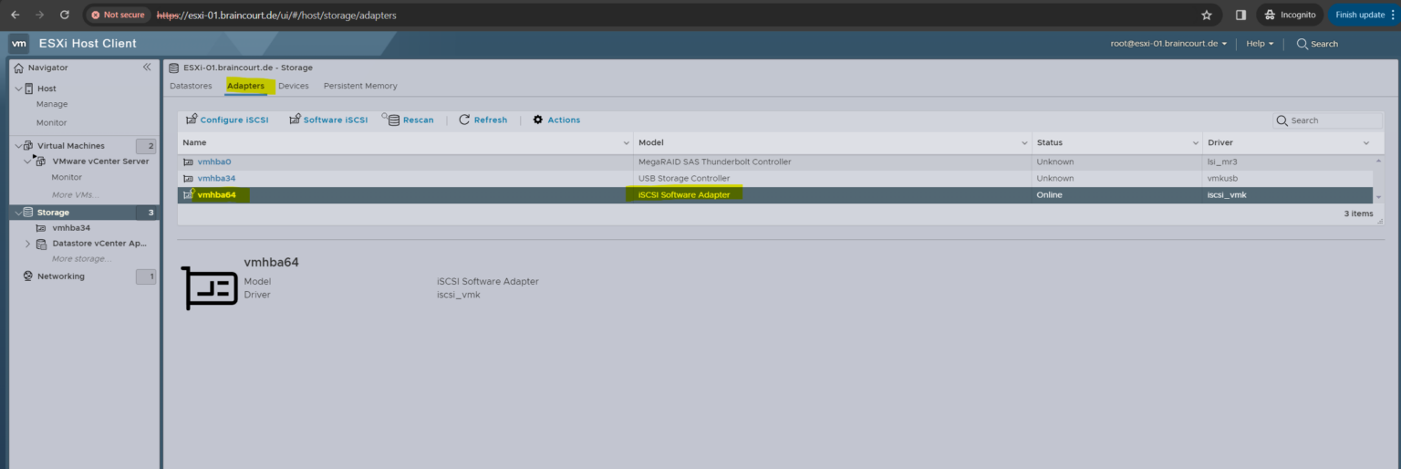 Set Up iSCSI Virtual Disks as Shared Storage for an ESXi Host Cluster - .matrixpost.net