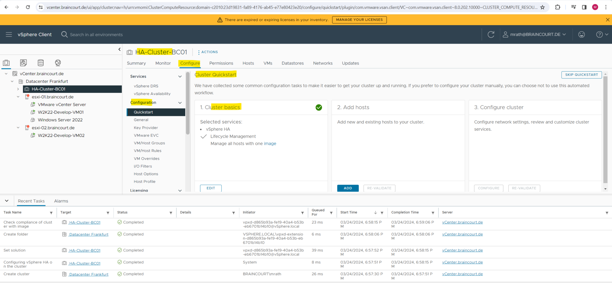 Set Up And Deploy A Vmware Esxi Host Cluster And Datastore Cluster